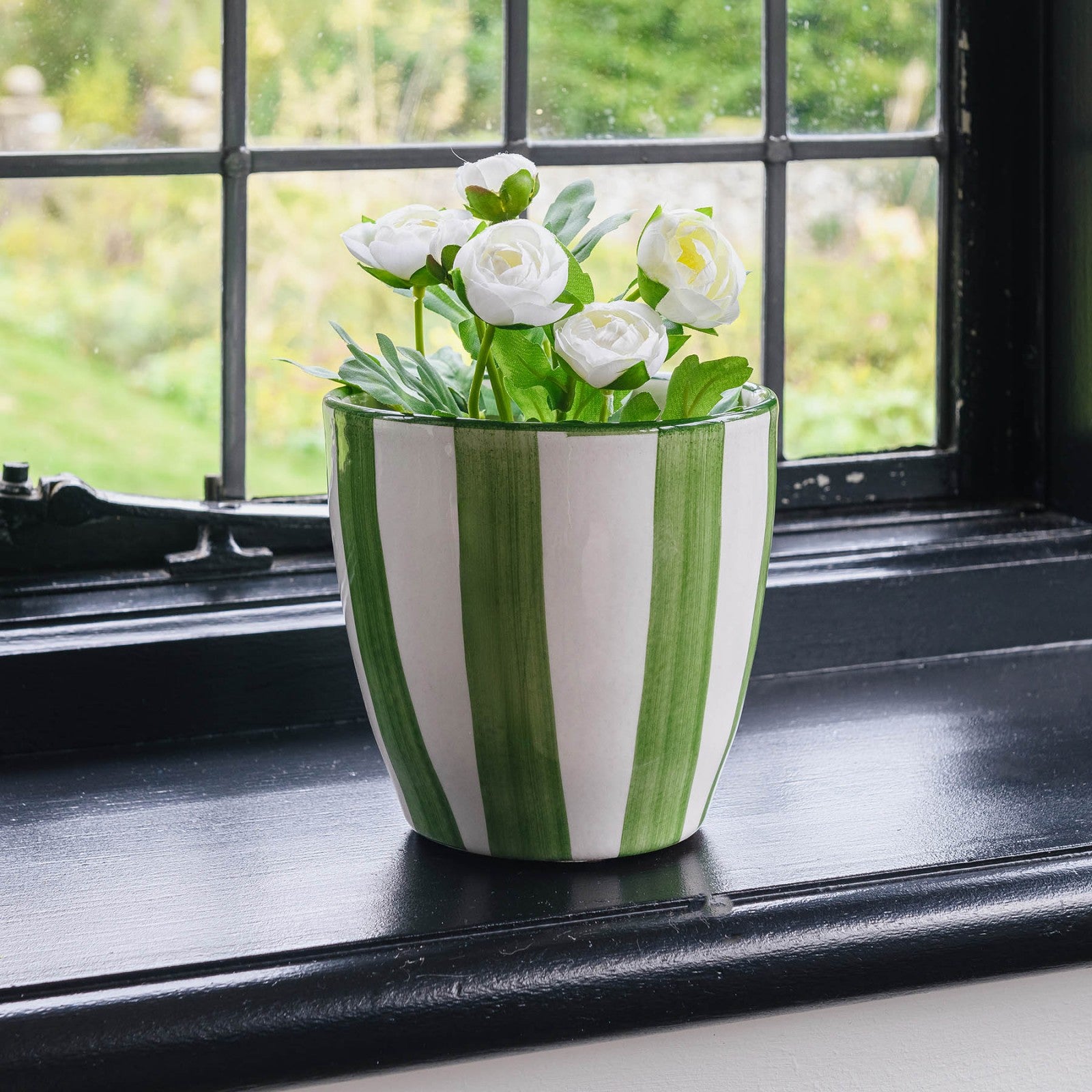 Green Striped Planter – Leya Buster Interiors